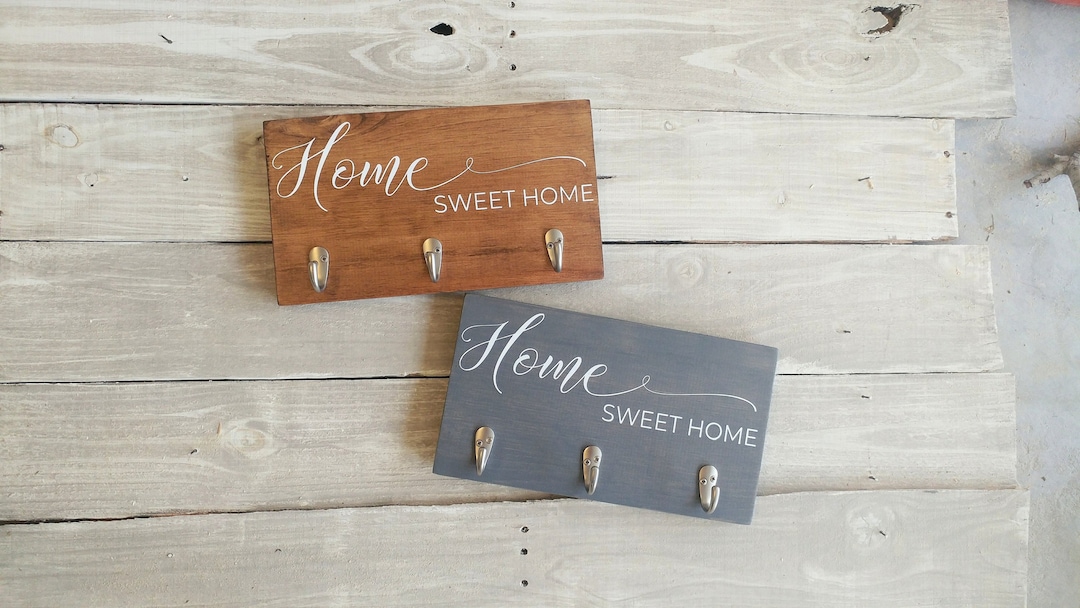 Home Sweet Home Key Rack Sign, Key Hooks for Wall, Housewarming Gift ...