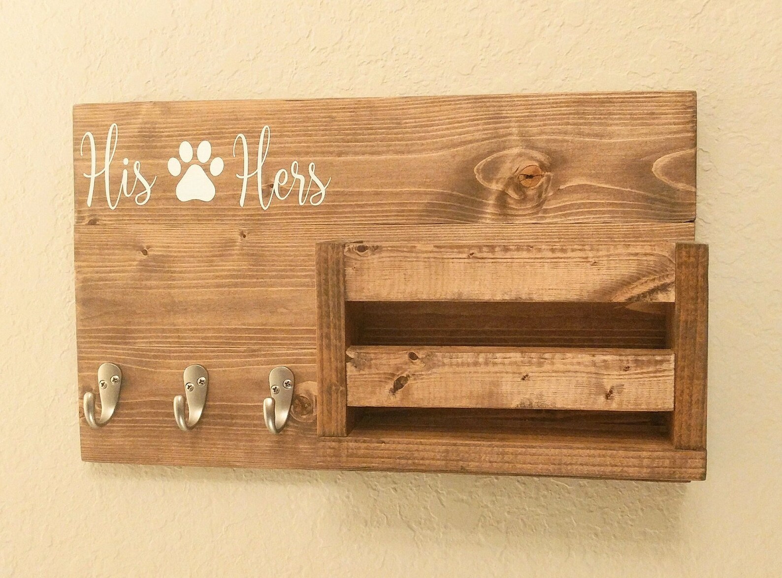 His Hers Key Leash and Mail Holder for Wall Entryway | Etsy