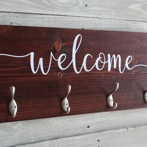 Key Purse and Coat Rack for Wall, Coat and Purse Hanger, Welcome Sign ...