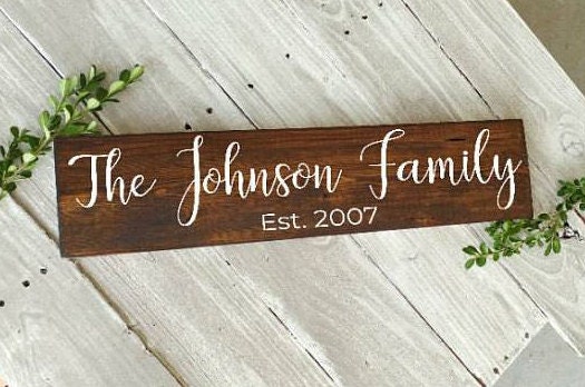 Horizontal Last Name Family Sign Personalized Housewarming | Etsy