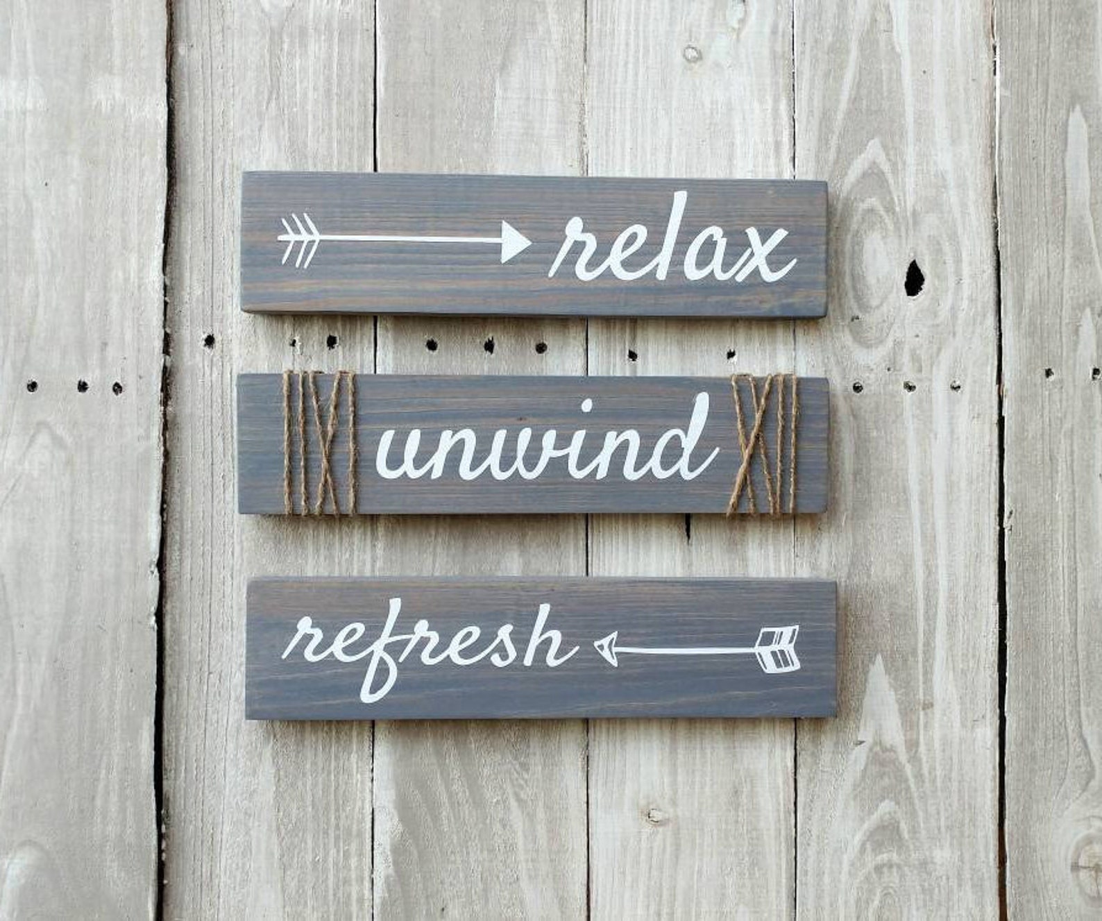 Relax Unwind Refresh Bathroom Decor for Wall Modern Farmhouse - Etsy
