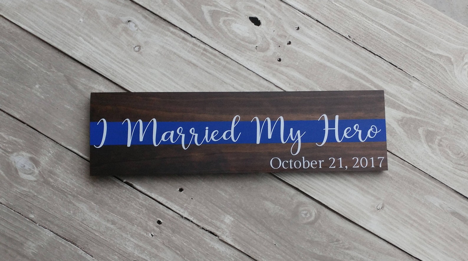 I Married My Hero Thin Blue Line Wood Sign Police Officer - Etsy