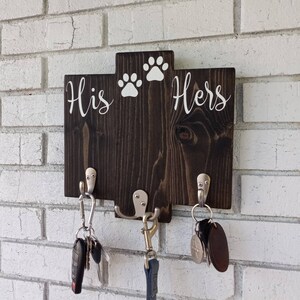 His Hers Key and Leash Rack, Gift for Dog Lovers, Entryway Wall Key ...