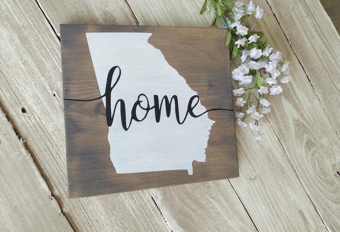 State Wood Sign Home State Sign Georgia Wood Sign Rustic | Etsy