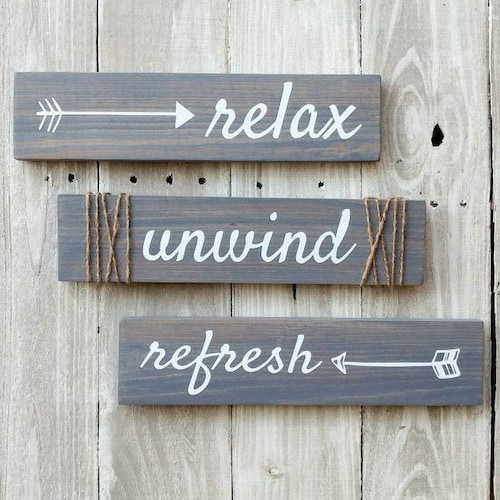 Relax Unwind Refresh Bathroom Decor for Wall Modern Farmhouse - Etsy
