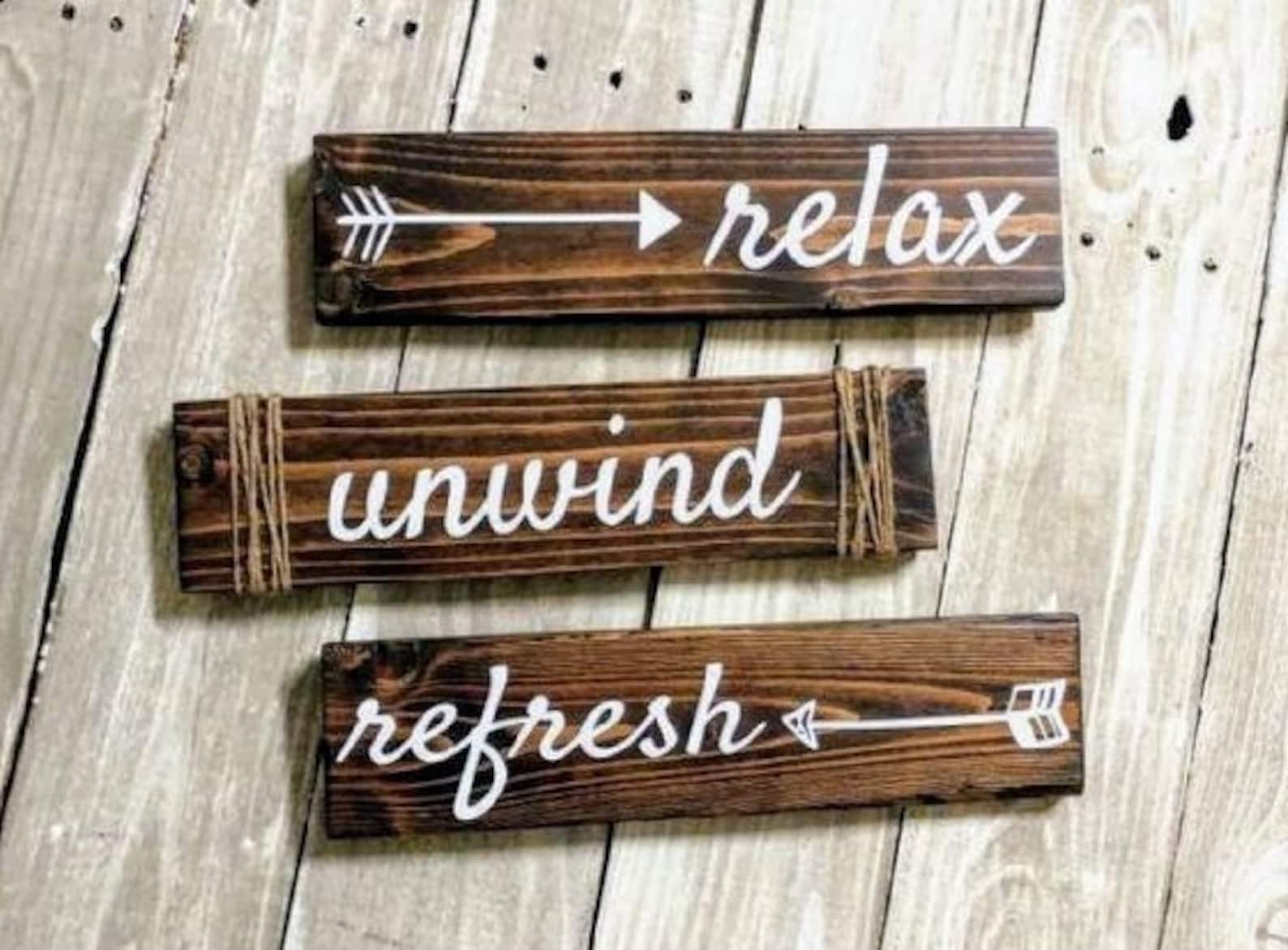Relax Unwind Refresh Bathroom Decor for Wall Modern Farmhouse - Etsy