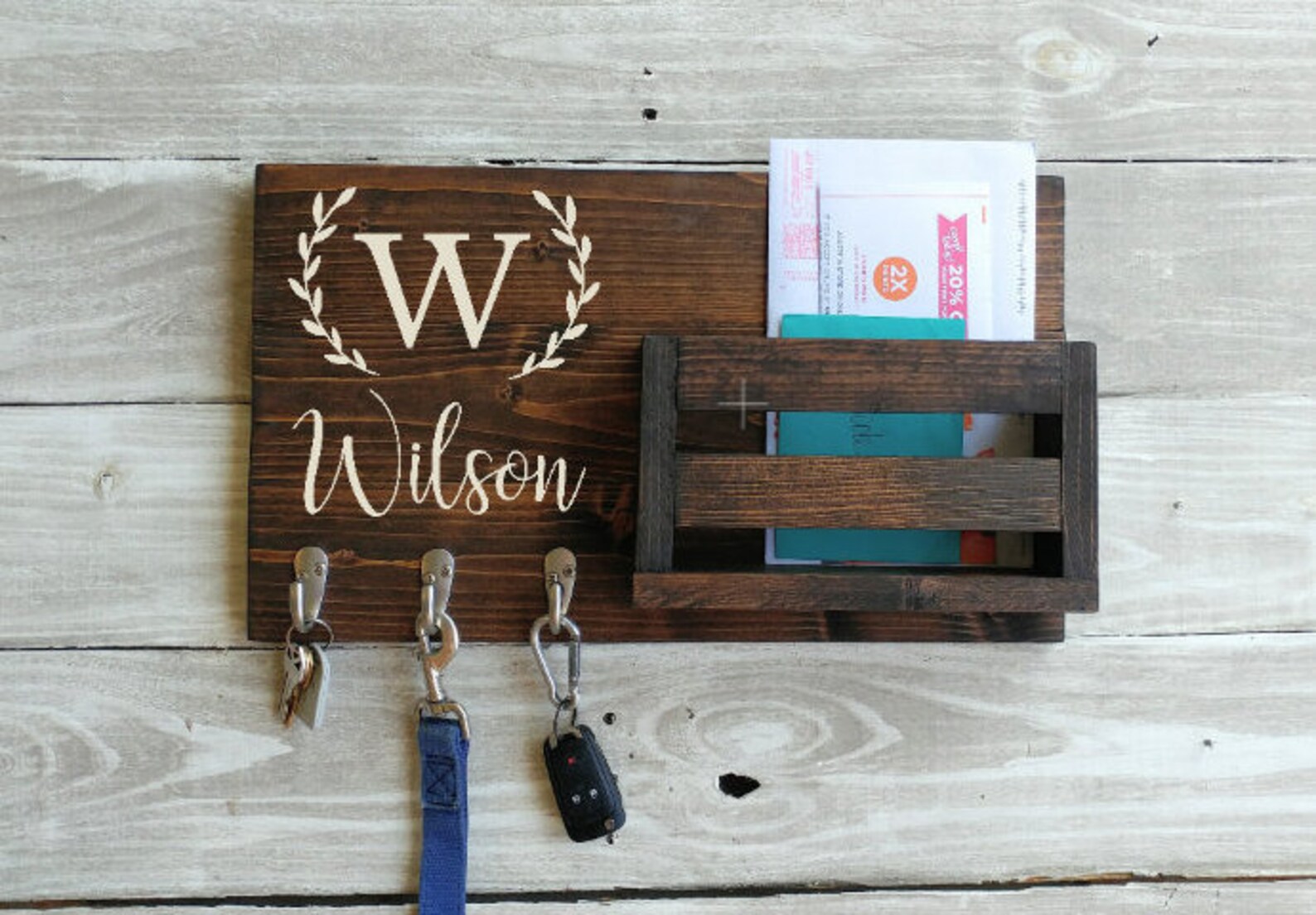 Personalized Key Holder and Mail Organizer for Wall - Etsy