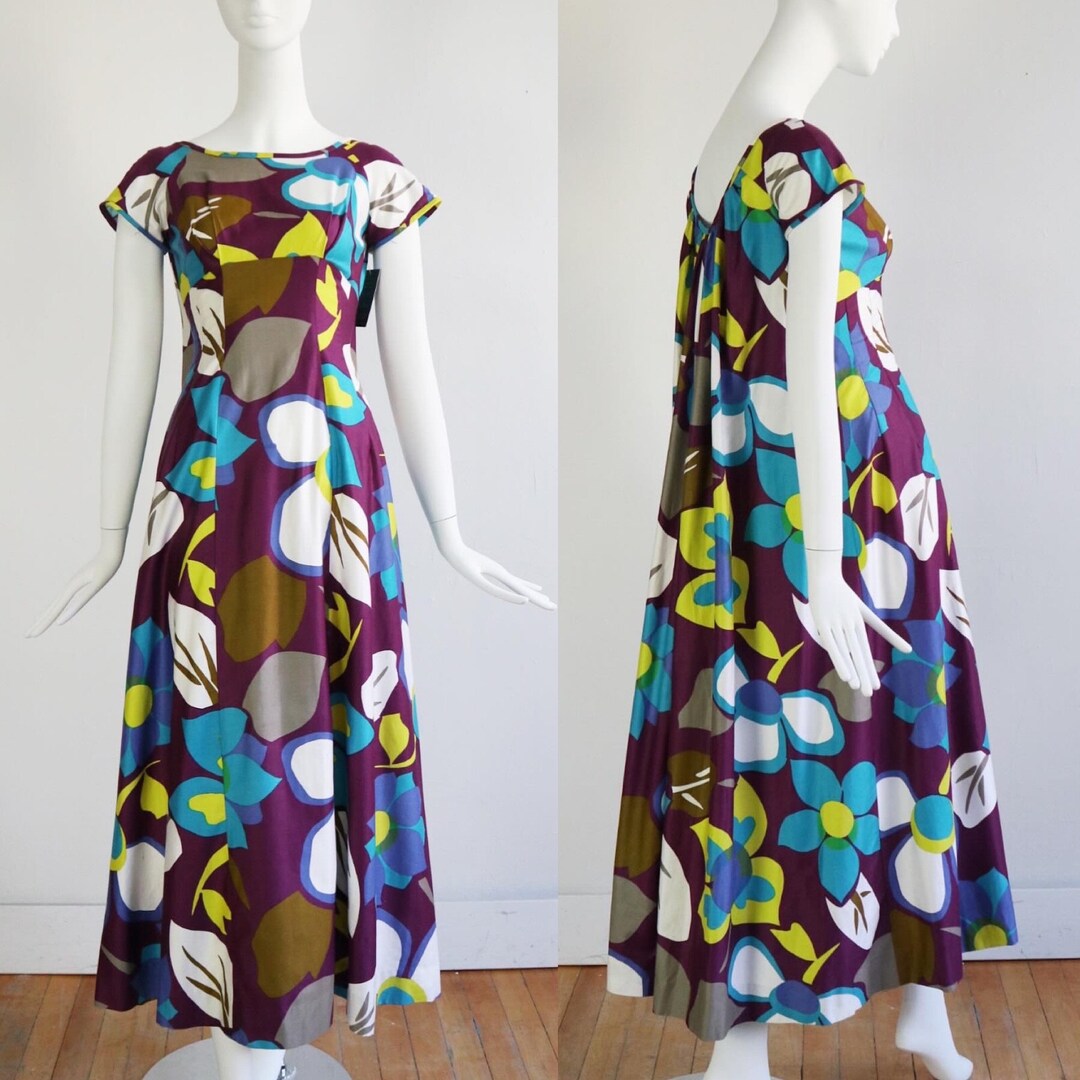Vintage 1960's | S/M | Ti'a Hawaii Polished Cotton Hourglass Dress With ...