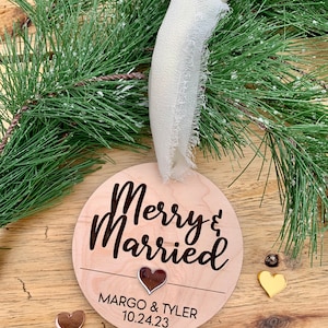 Personalized Merry and Married Ornament. Personalized Wedding Ornament ...