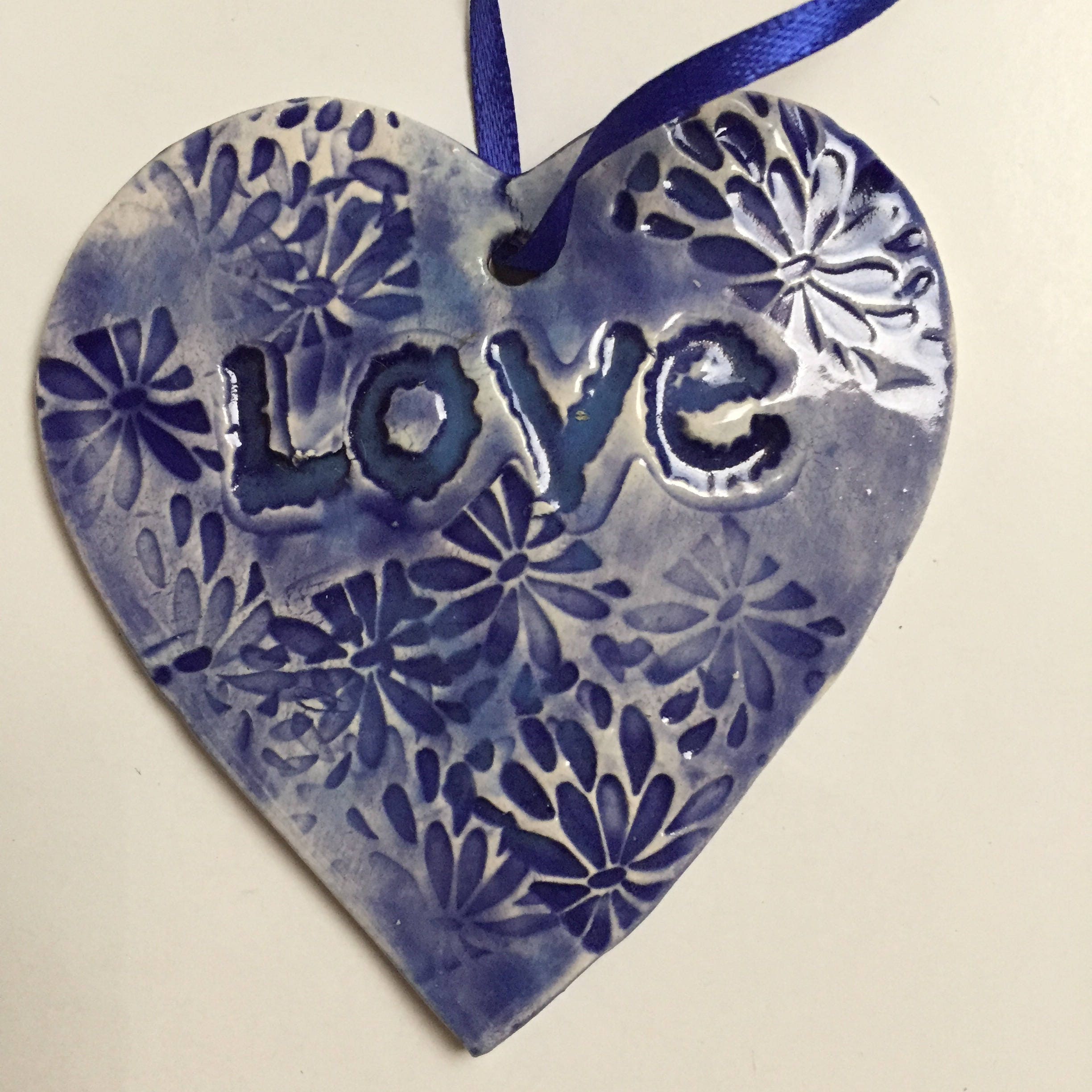 Handmade Ceramic Love heart ornament - Etsy.de
