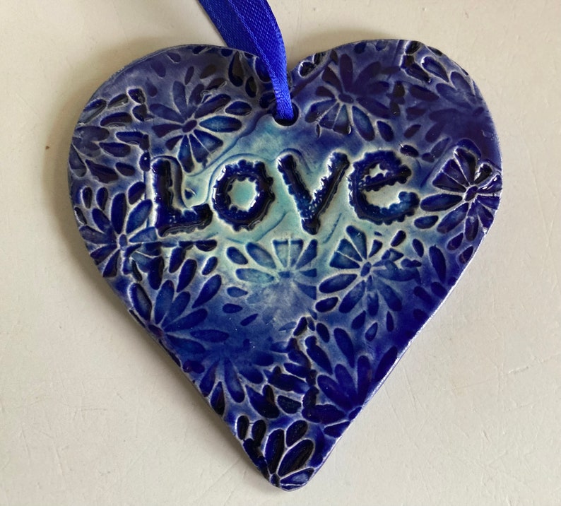 Handmade Ceramic Love Heart Ornament - Etsy