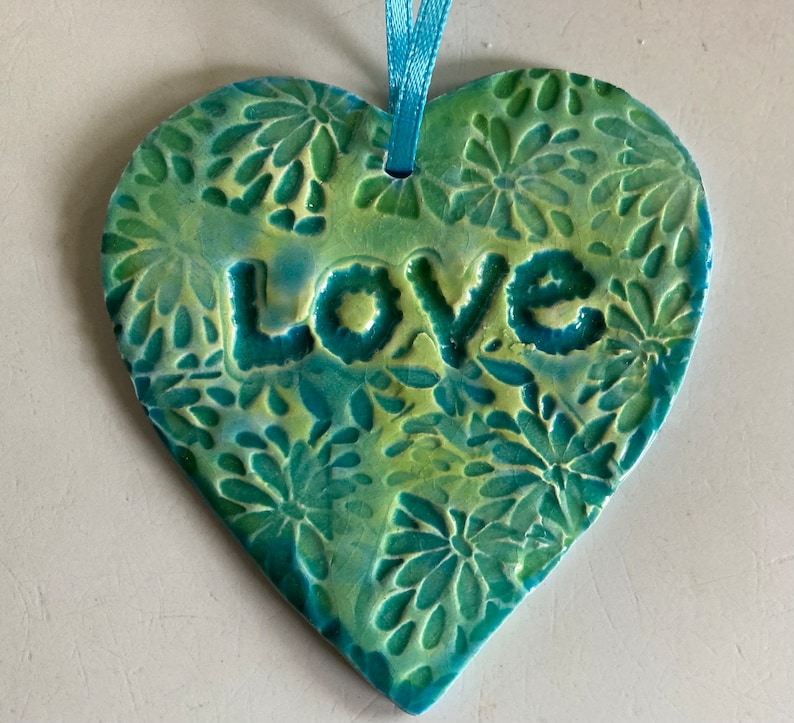 Handmade Ceramic Love Heart Ornament - Etsy