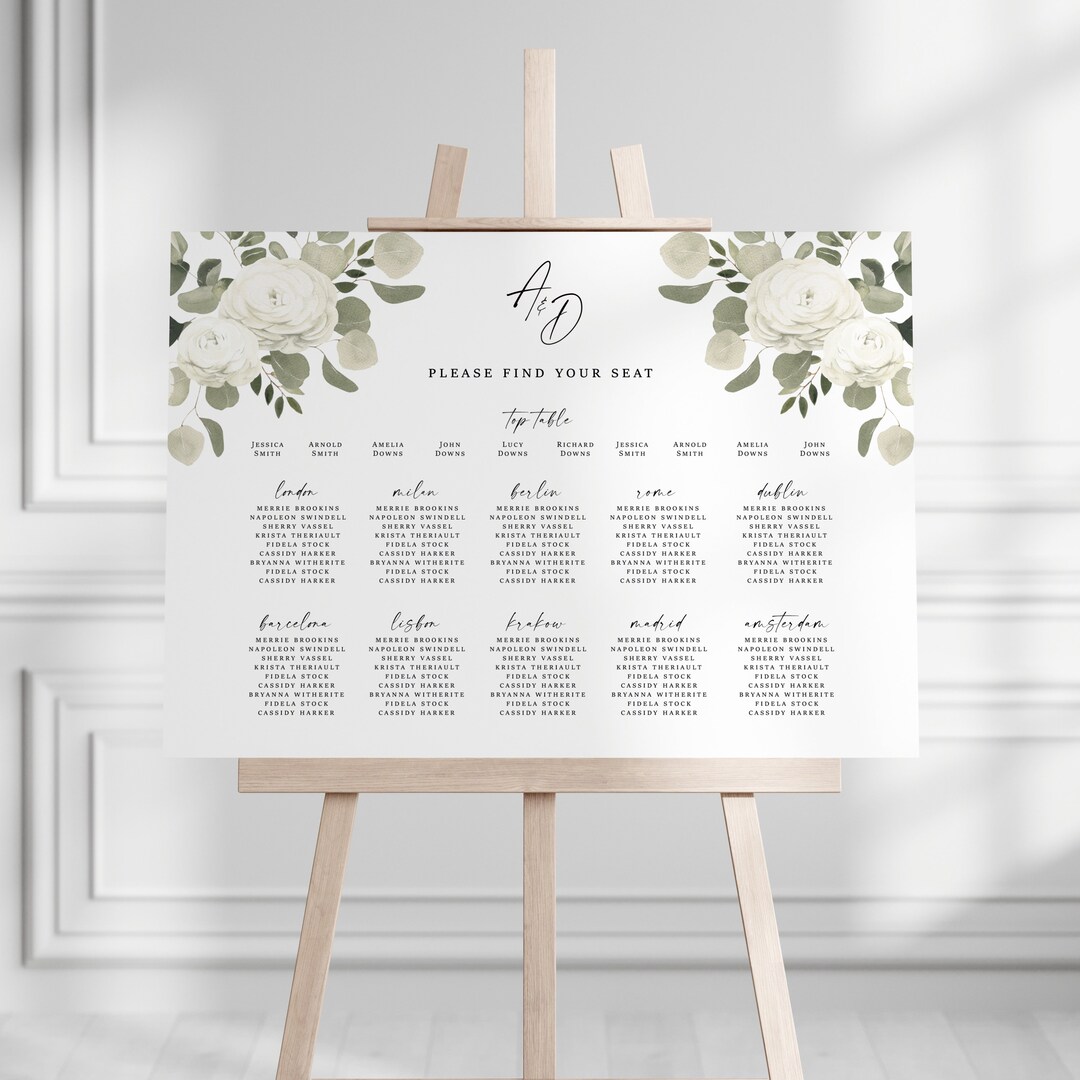 Personalised Wedding Table Seating Plan OR Welcome Sign, Seating Chart ...