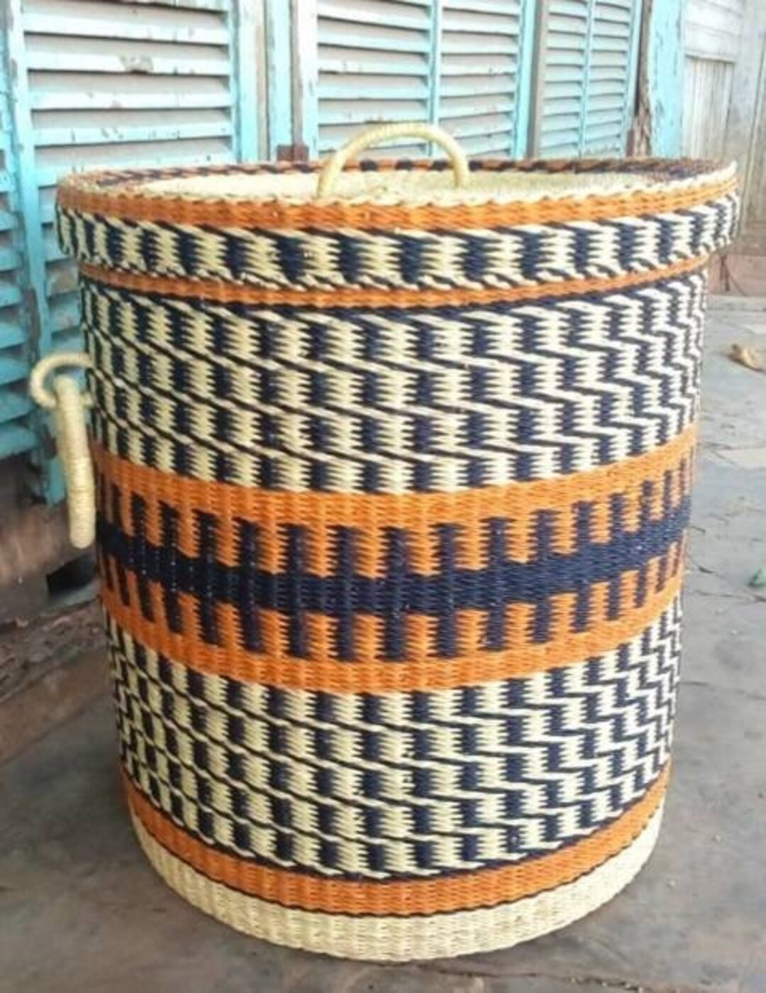 Natural Laundry Basket African Woven Basket Round Woven Basket Storage ...