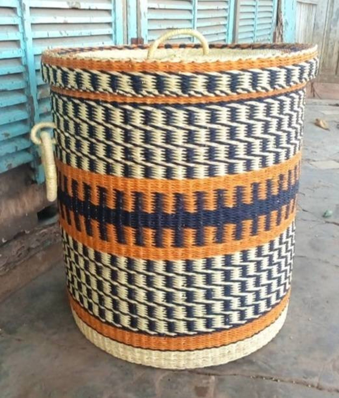 Natural Laundry Basket | African Woven Basket | Round Woven Basket ...