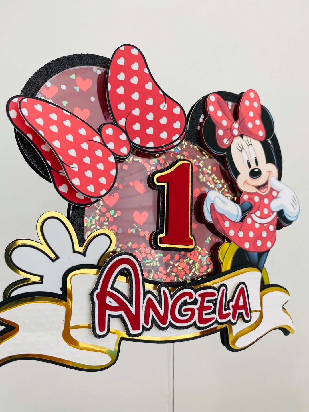 Minnie Mouse Inspired Cake Topper. Red Minnie Birthday - Etsy