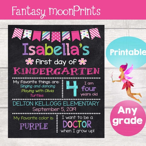 First Day of School Sign Digital Back to School Chalkboard Any - Etsy