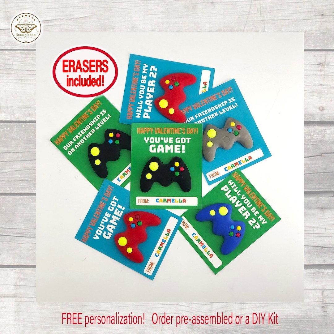 Video Game Valentine Cards for Kids With Gamer Eraser Favor ...