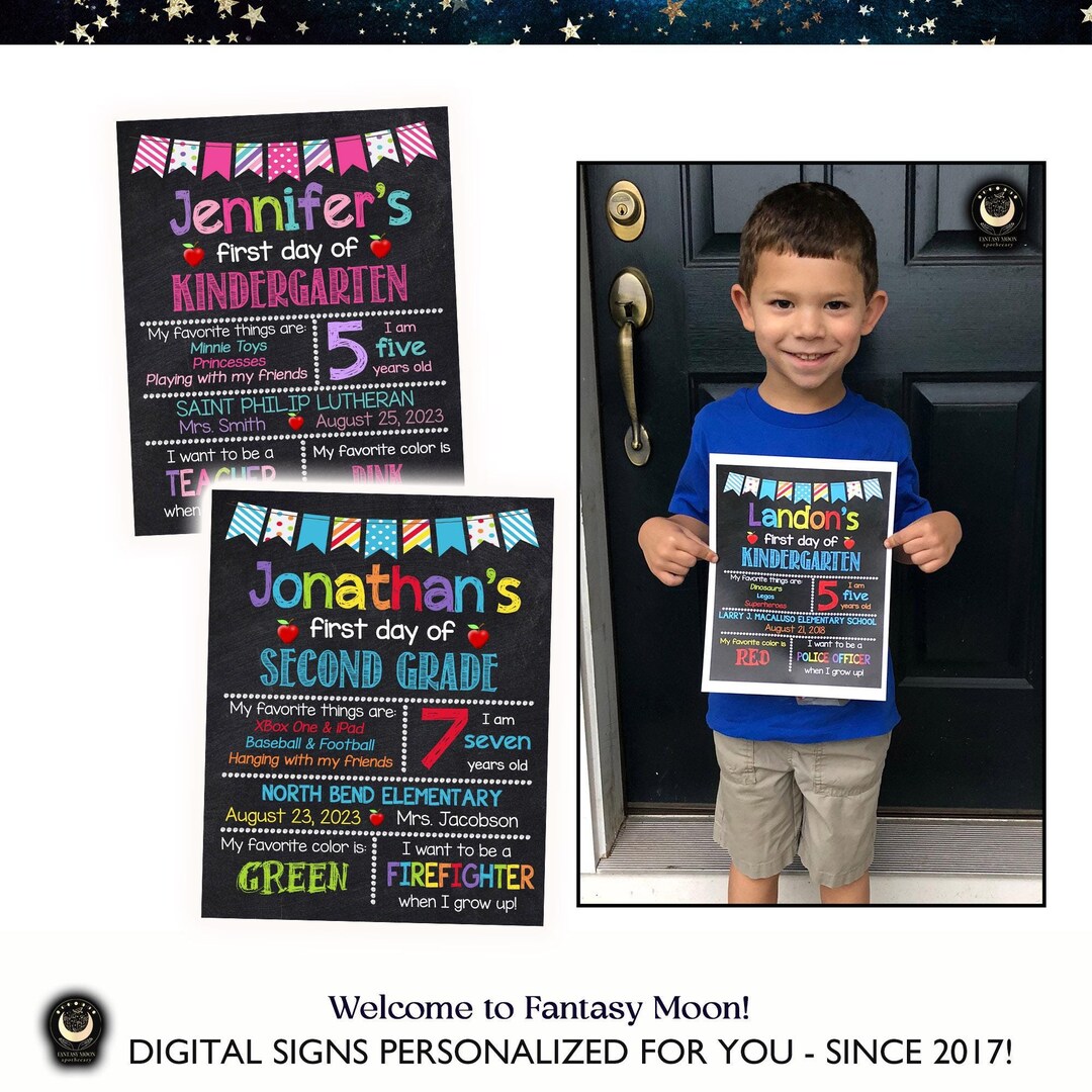 First Day of School Sign Personalized Digital Printable Chalkboard ...