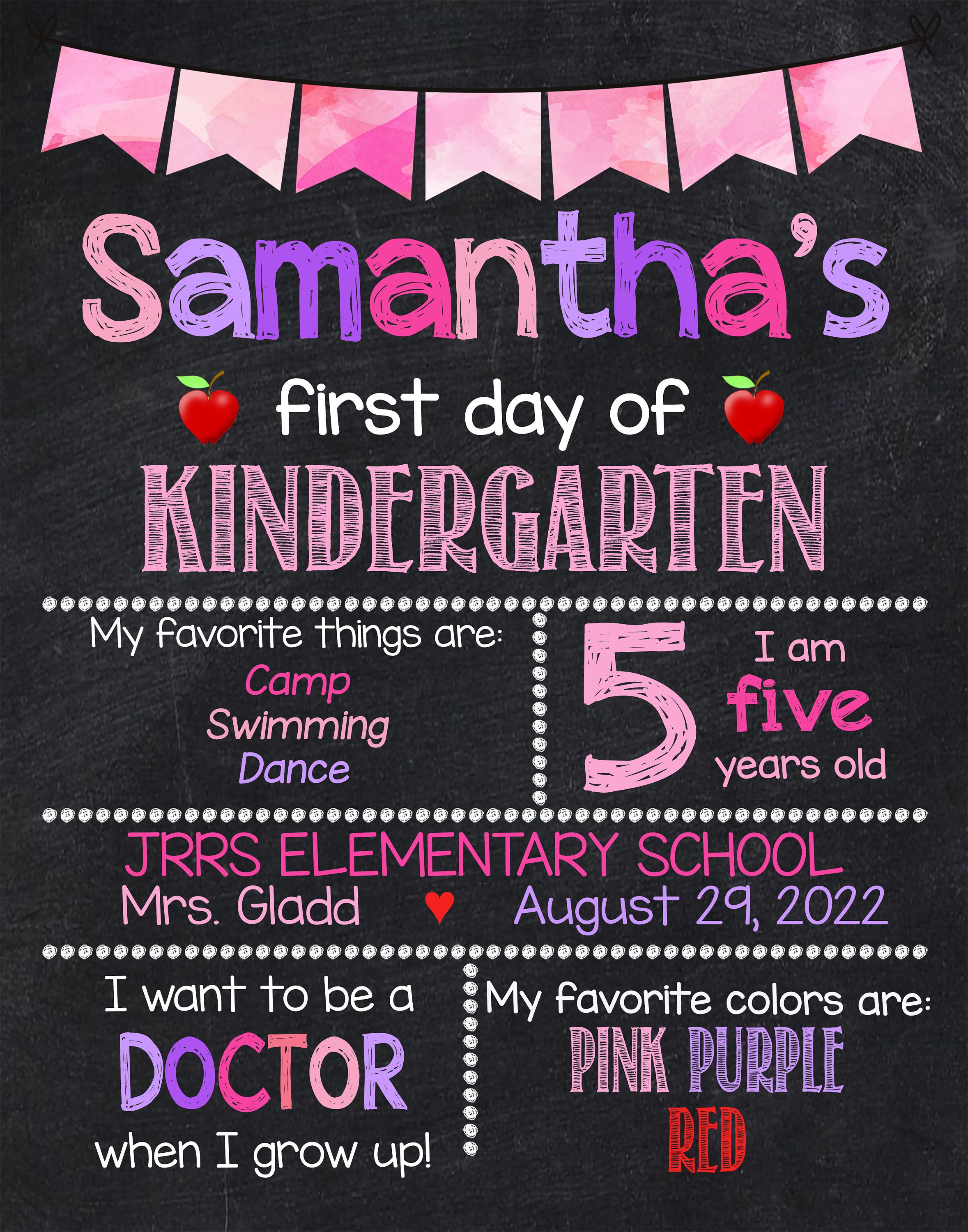 First Day of School Sign Personalized Printable, Any Grade | First Day ...
