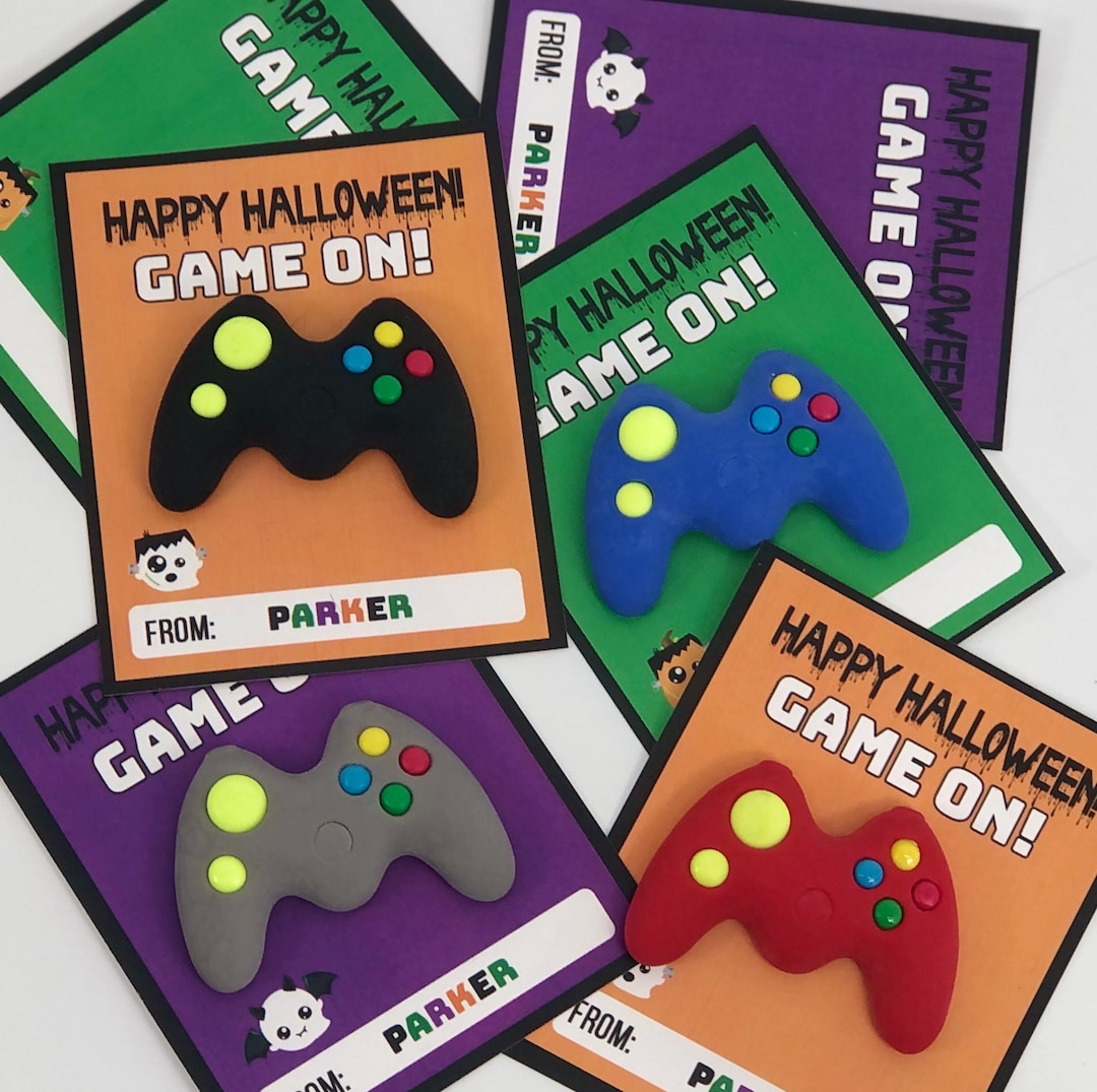 Video Game Halloween Favors for Class Party, Gamer Erasers With Happy ...