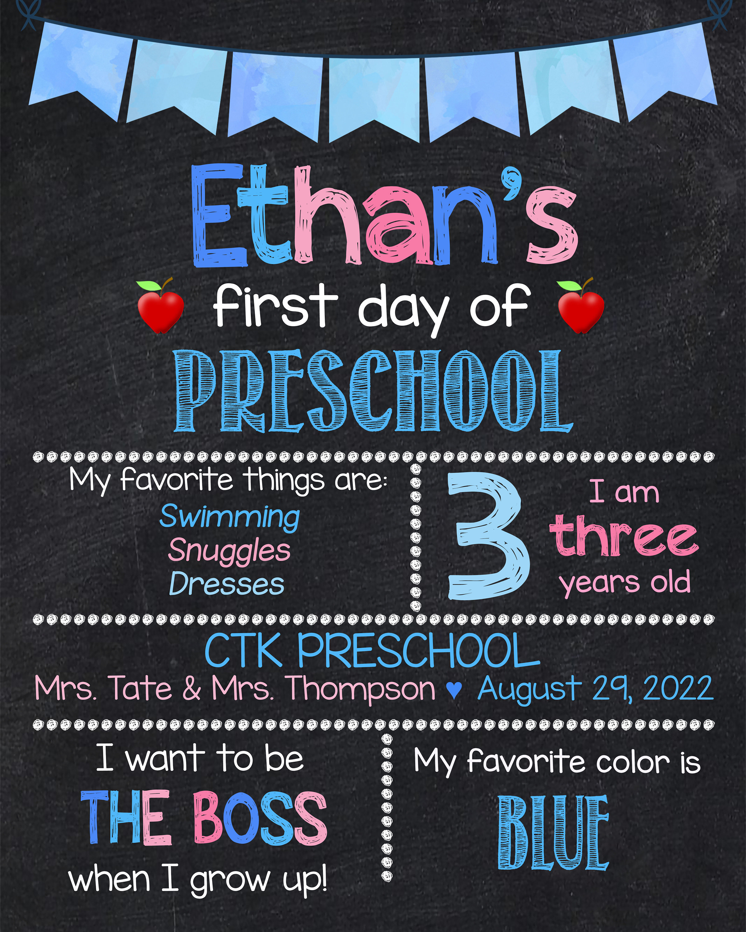 First Day of School Sign Personalized Printable, Any Grade | First Day ...