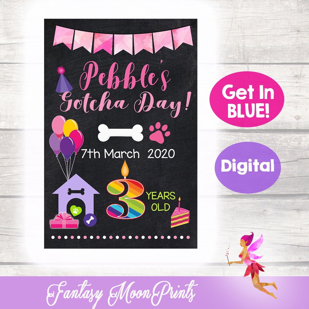 DOG GOTCHA DAY Sign / Puppy Dog Birthday Poster, Dog Gifts for Owners ...