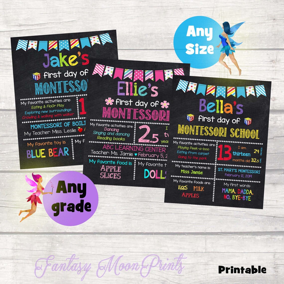 First Day of MONTESSORI Sign Printable Chalkboard Digital | Etsy