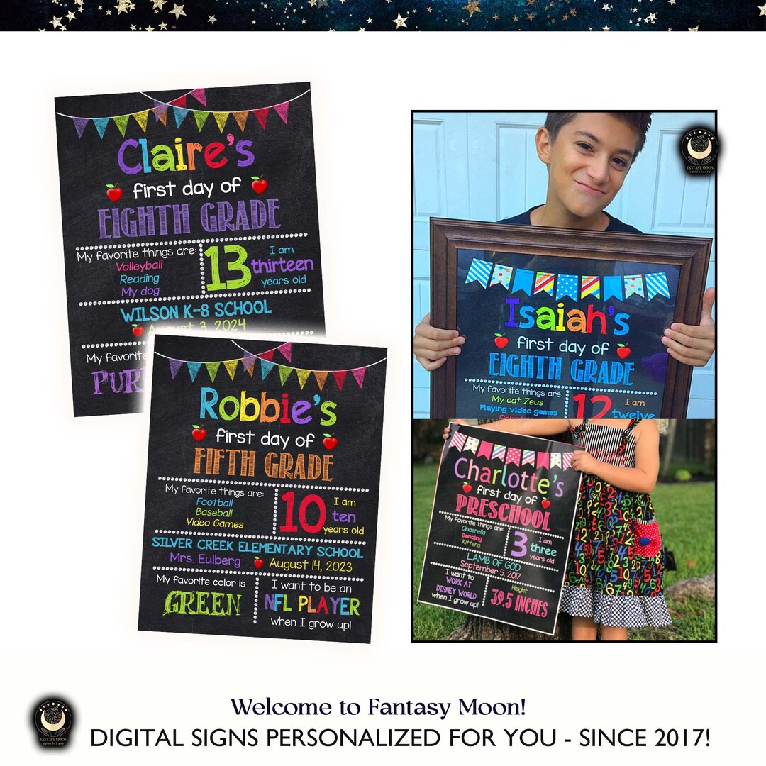 First Day of School Sign Middle School, Junior High or Elementary ...