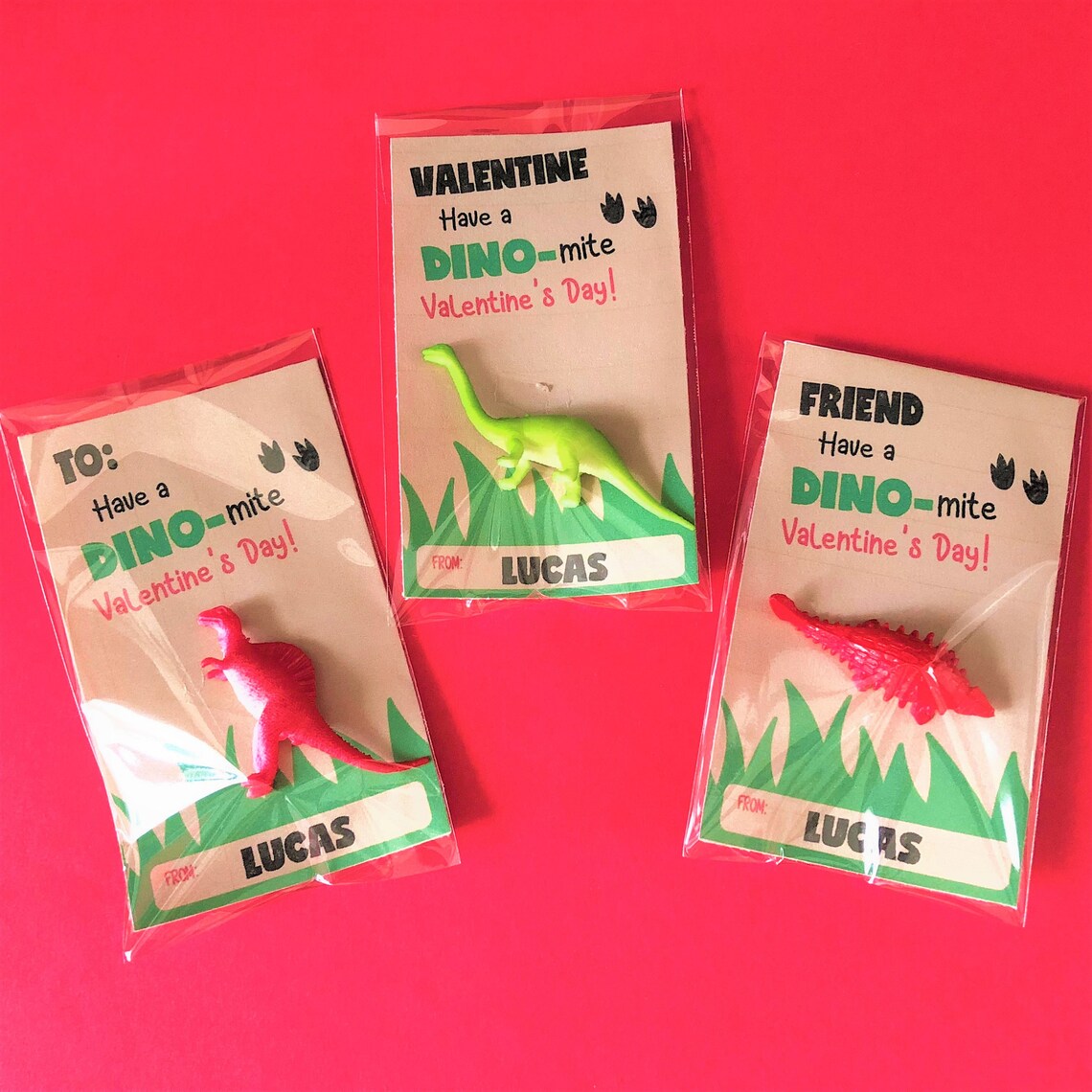 Dinosaur Valentine Cards for Kids Personalized Printed - Etsy