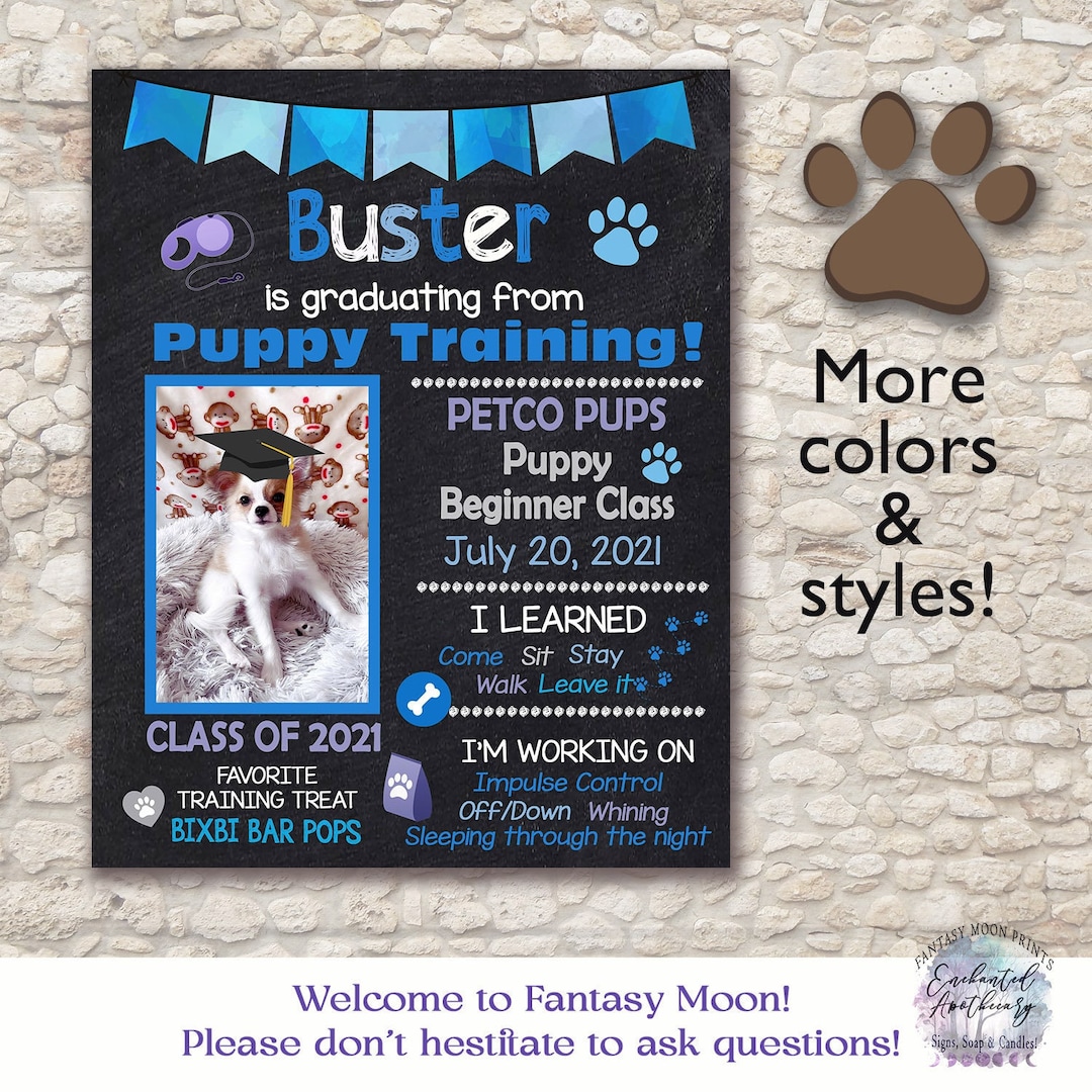 Dog Graduation Puppy Training Printable Sign With Photo, Doggy ...