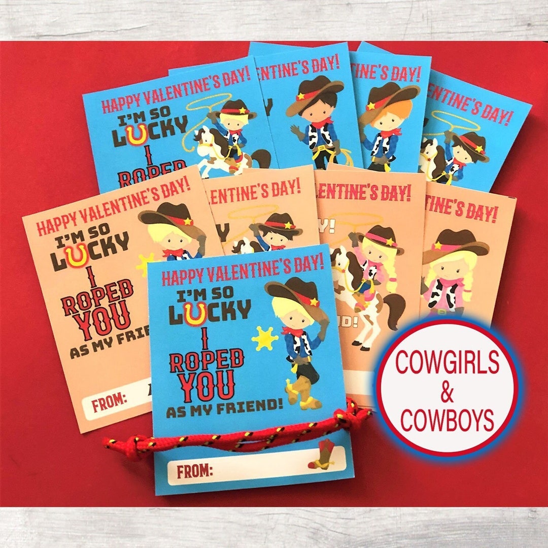 Horse Valentine's Day Card for Kids, Cowboy Cowgirl Valentine Rope ...