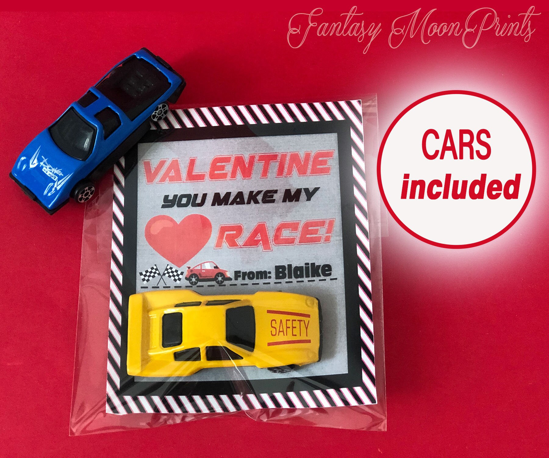 Race Car Valentine's Day Cards for Kids Toys & Bags - Etsy