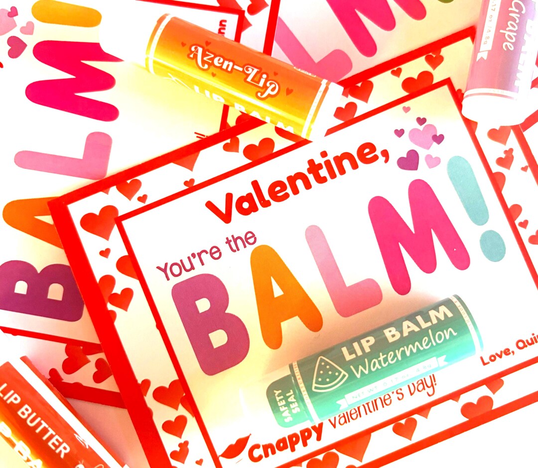 Personalized Lip Balm Valentines for Kids, Chappy Valentine's Day Cards ...