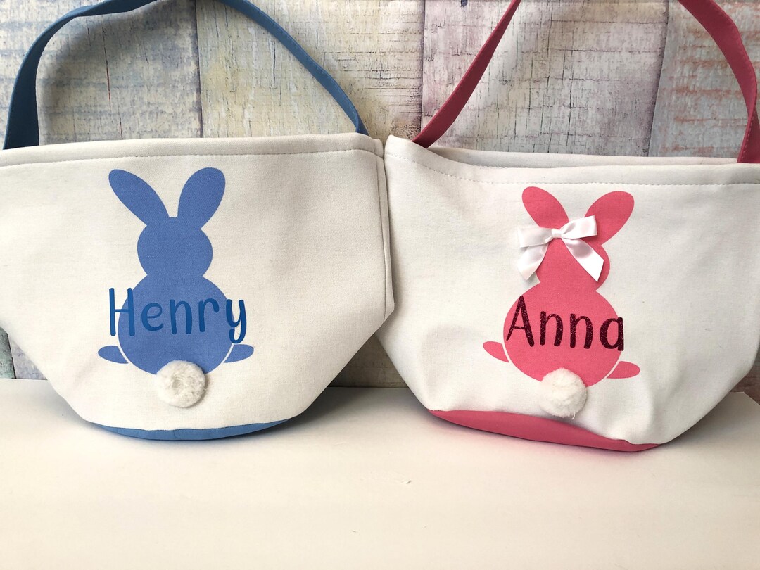 Bunny Easter Basket Personalized Egg Bucket for Girl or Boy, Kids ...