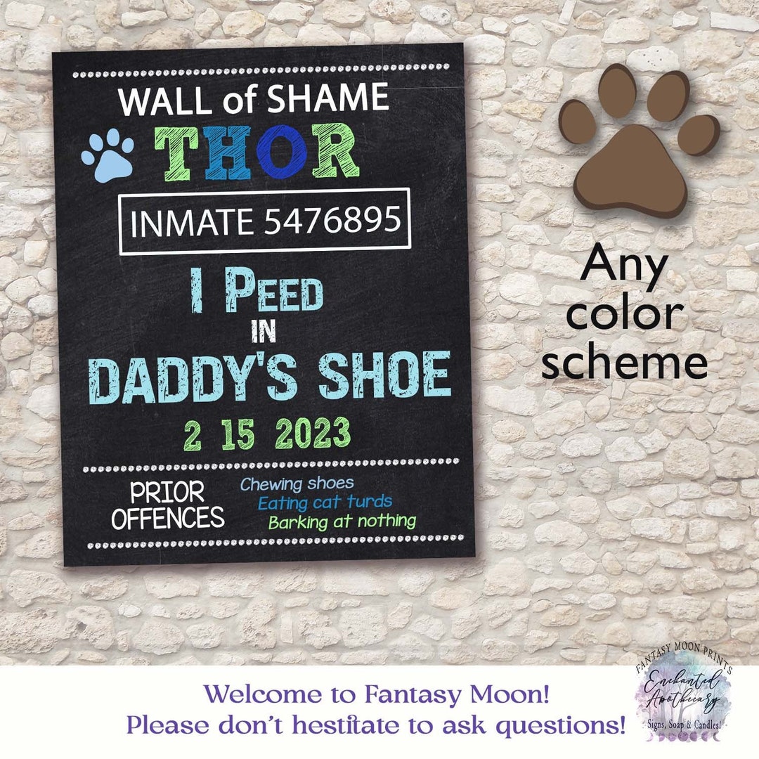 NAUGHTY DOG Shaming Puppy Wall of Shame Sign, Bad Dog Gifts for Owners ...