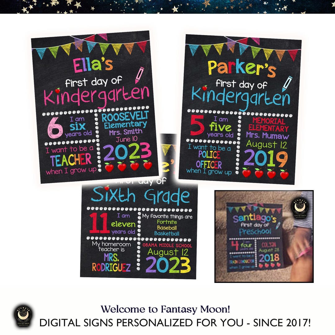 First Day of School Digital Sign Custom Printable Poster Personalized ...