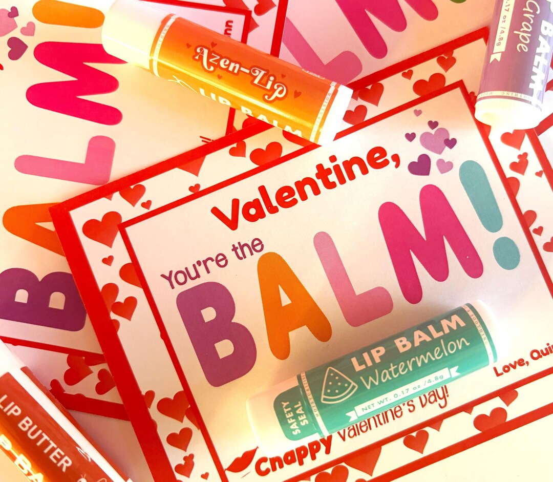 Lip Balm Valentines for Kids, Personalized Chappy Valentine's Day Cards ...