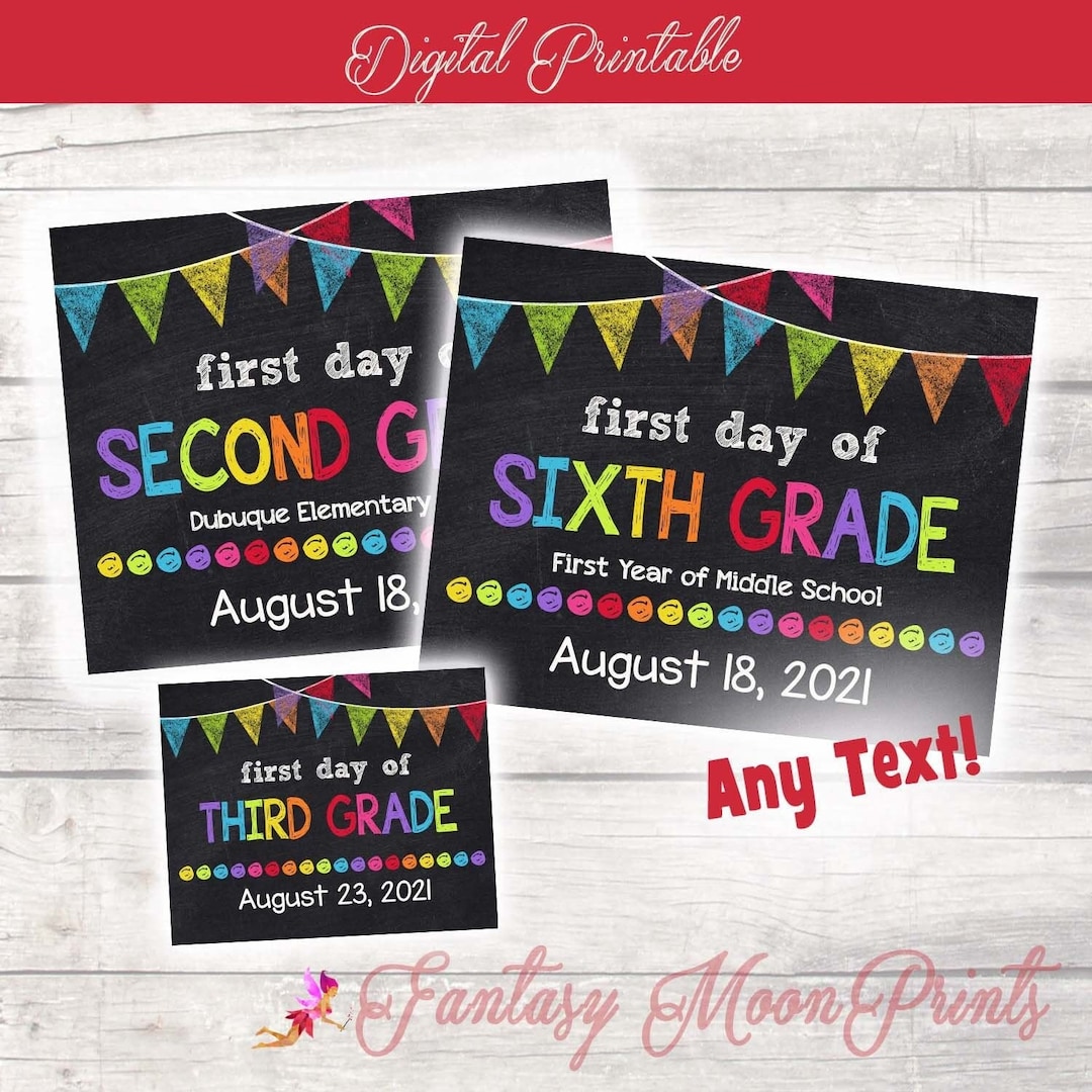 First or Last Day of School Sign Chalkboard Printable Back to School ...