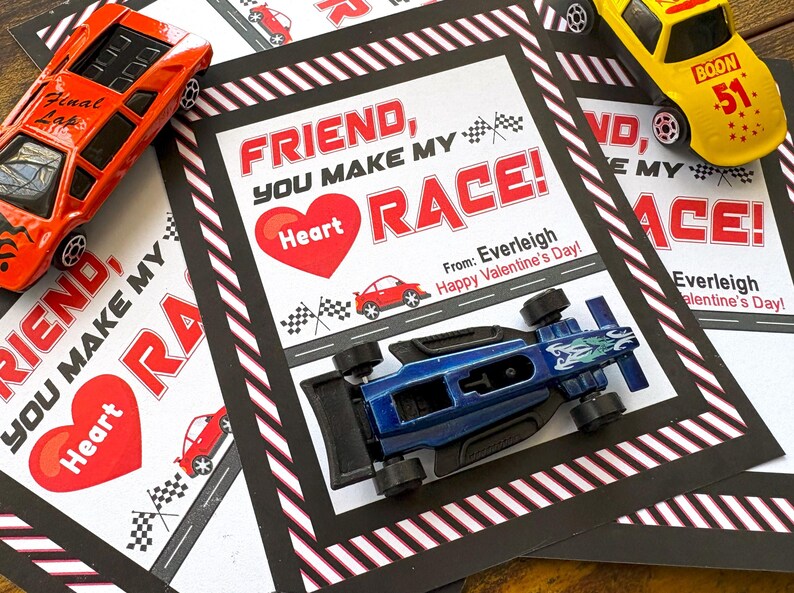 Personalized Race Car Valentine Cards for Kids, Toy Included - Etsy