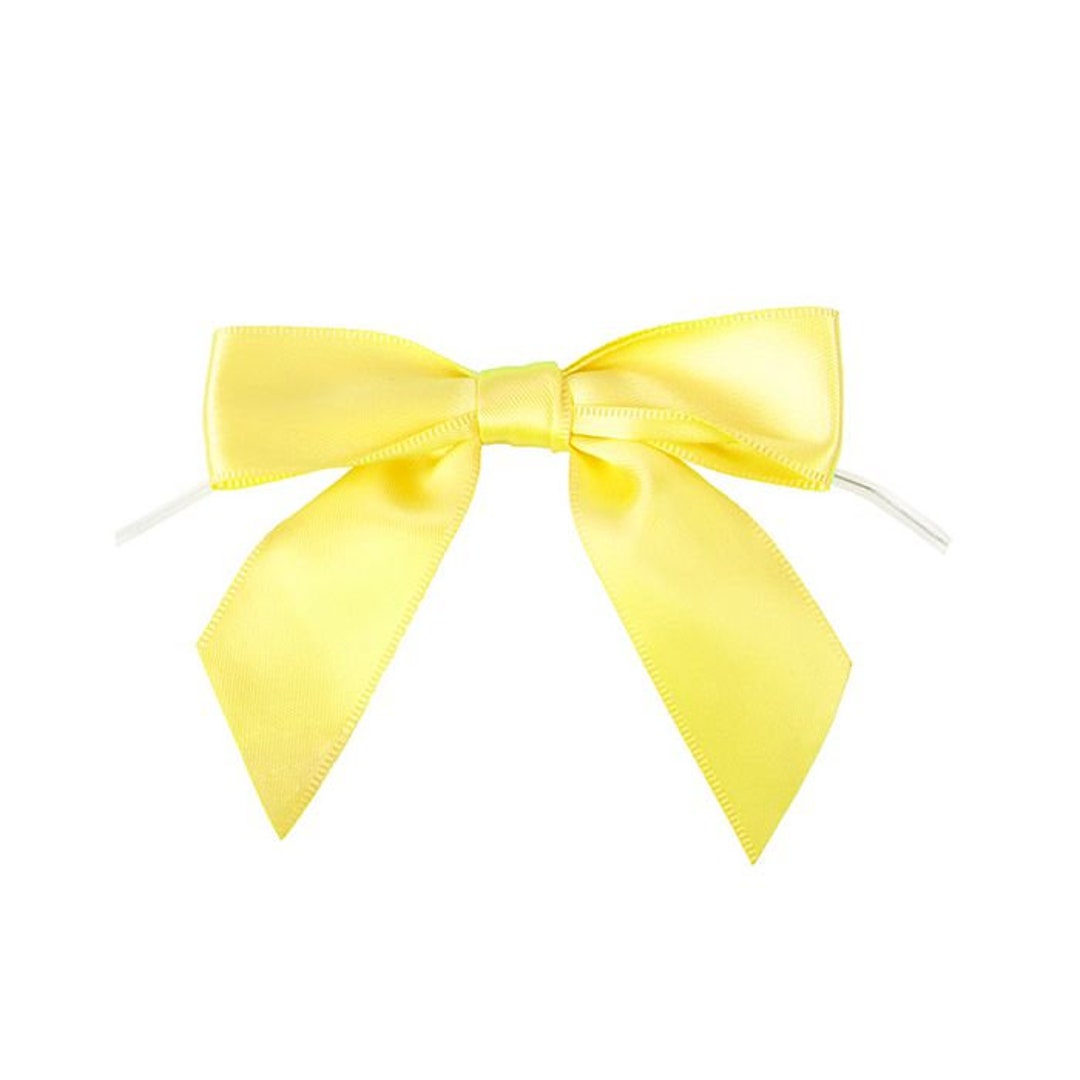 Yellow Pre-tied Satin Bows 6 Ct, Wedding Favors, Party Gifts, Wrapping ...