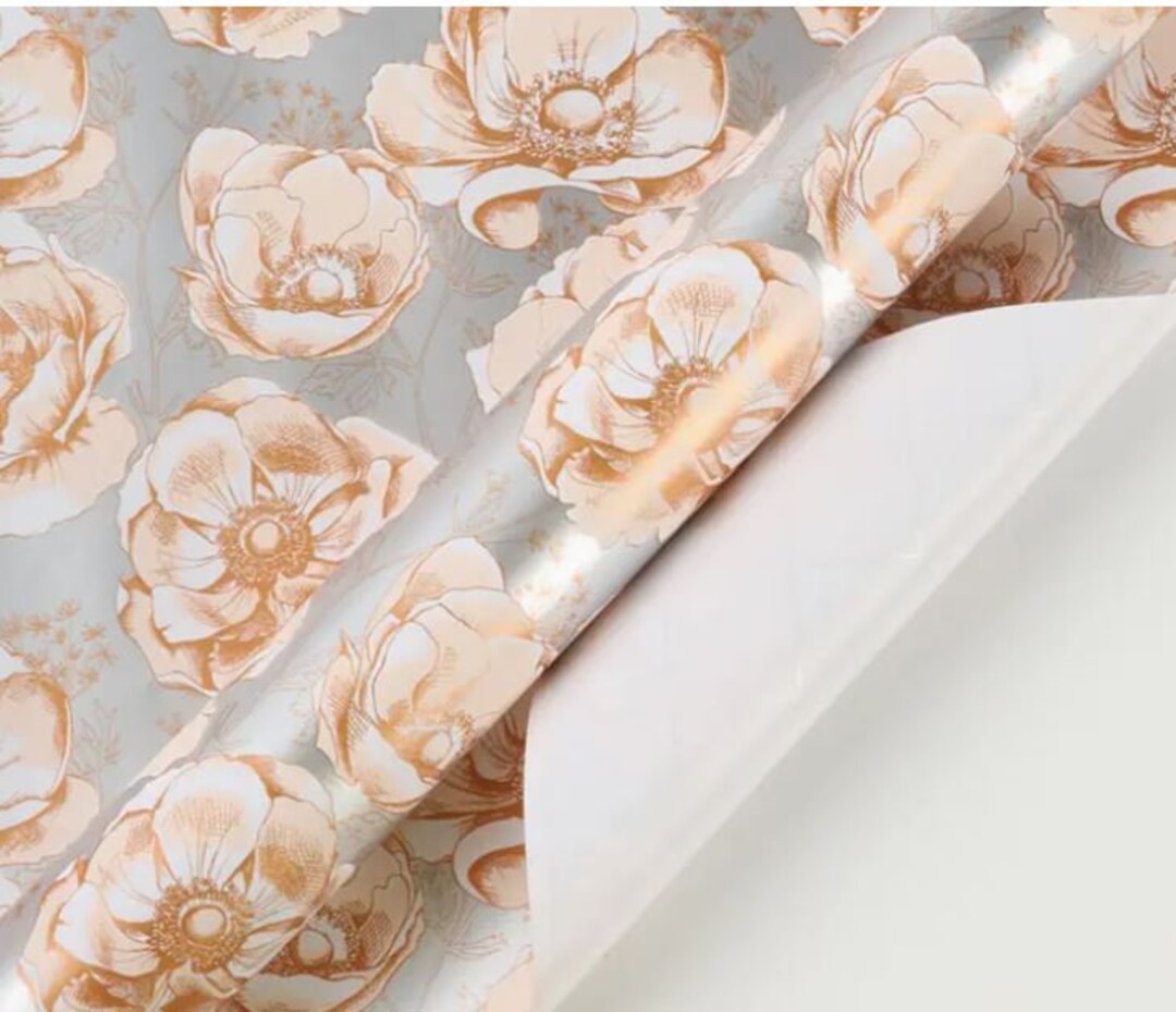30 X 10' Wrapping Paper Metallic Pearl Finish Floral Wedding Shower ...