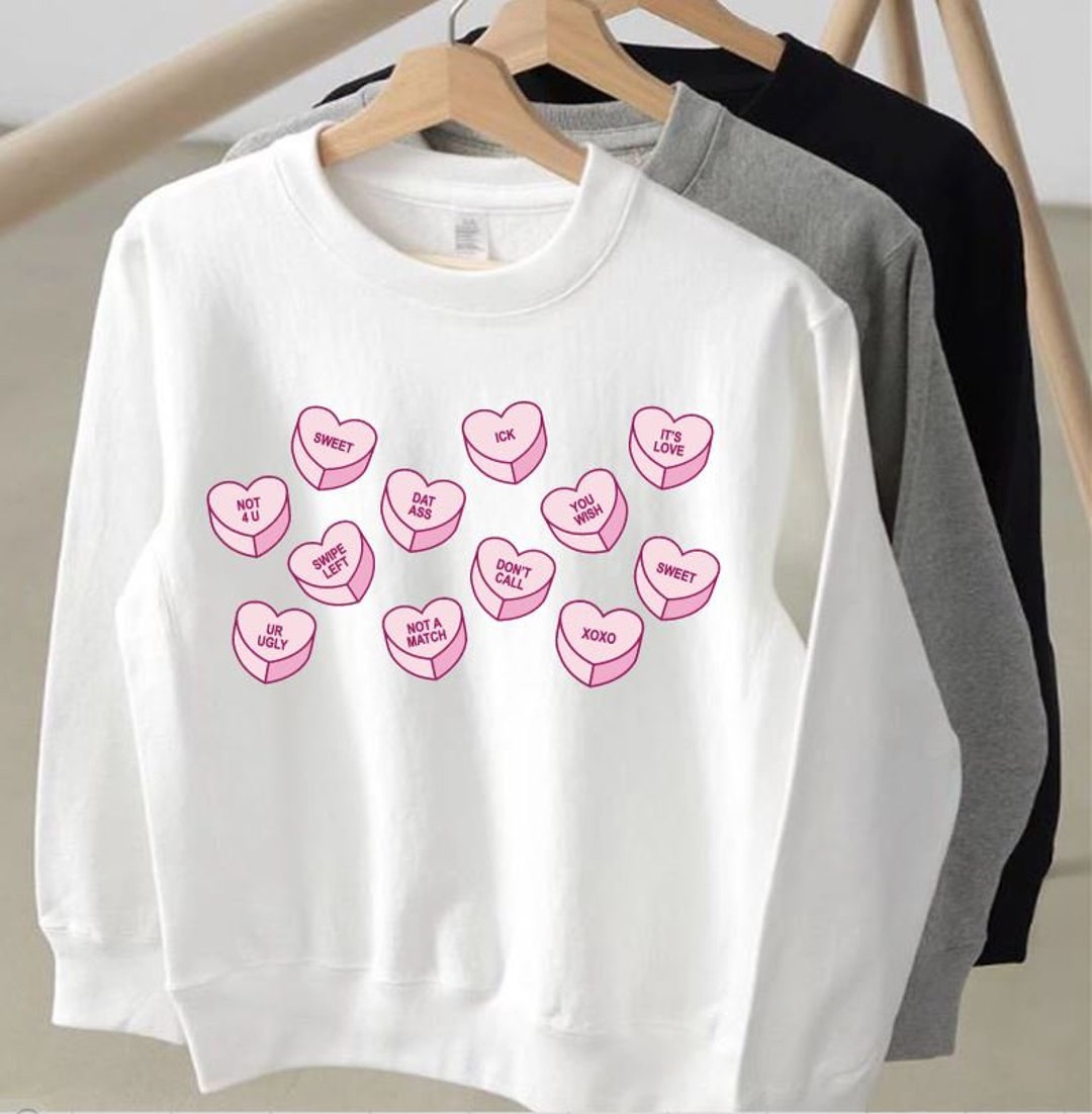 Conversation Heart Sweater, Valentines Day Sweater, Cozy Sweatshirt ...