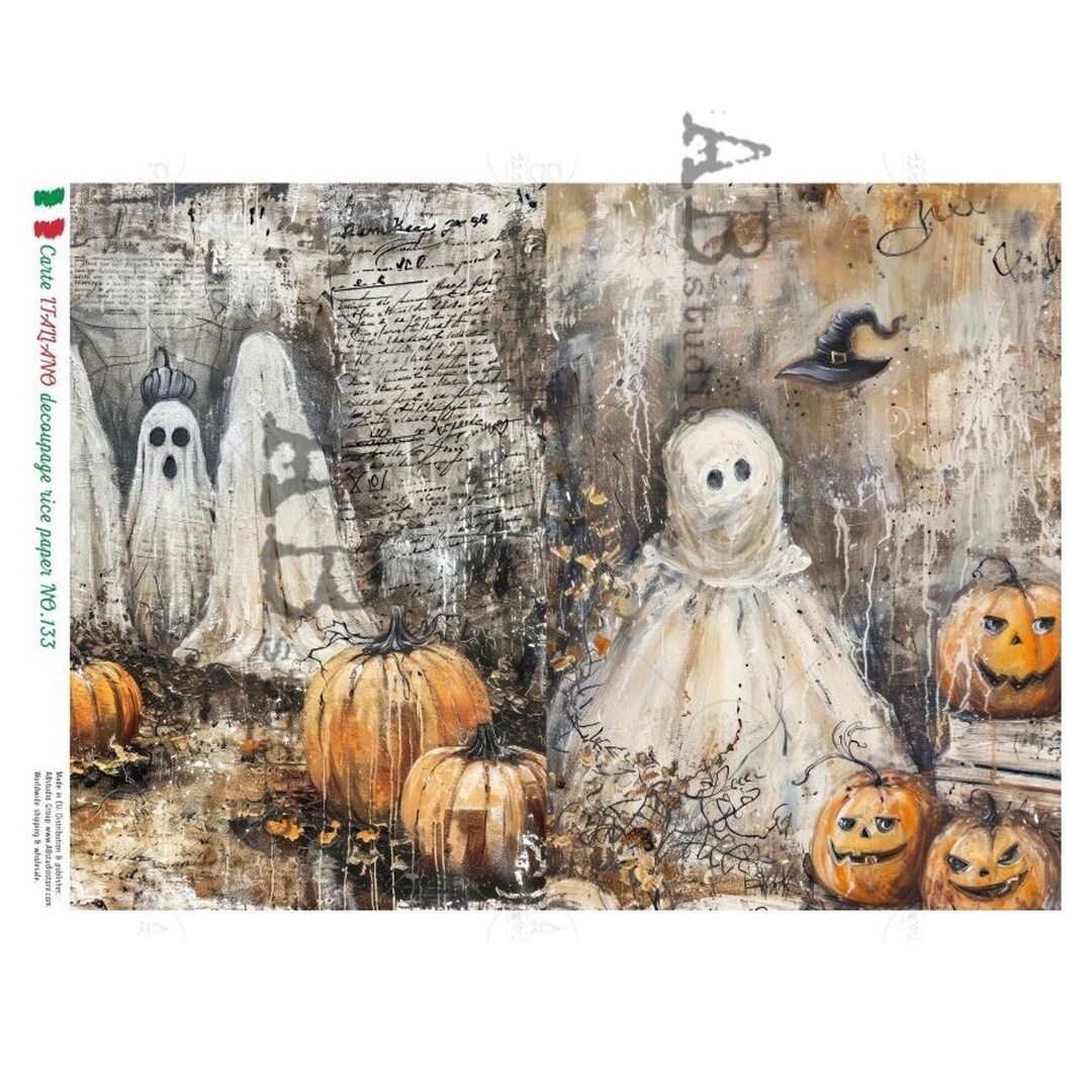 The Ghost Family Halloween Decoupage Paper A4 - Etsy
