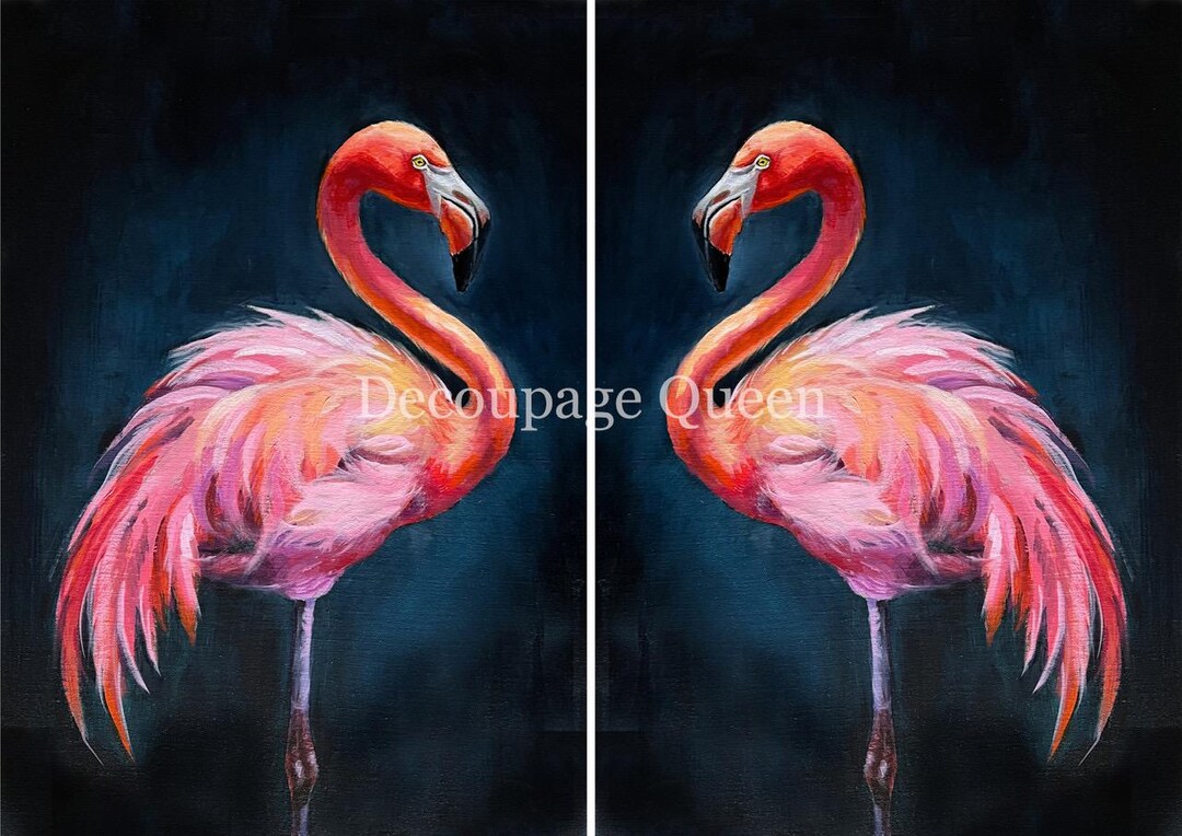 Double Flamingo Decoupage Paper A1, A2, A3 or A4 - Etsy