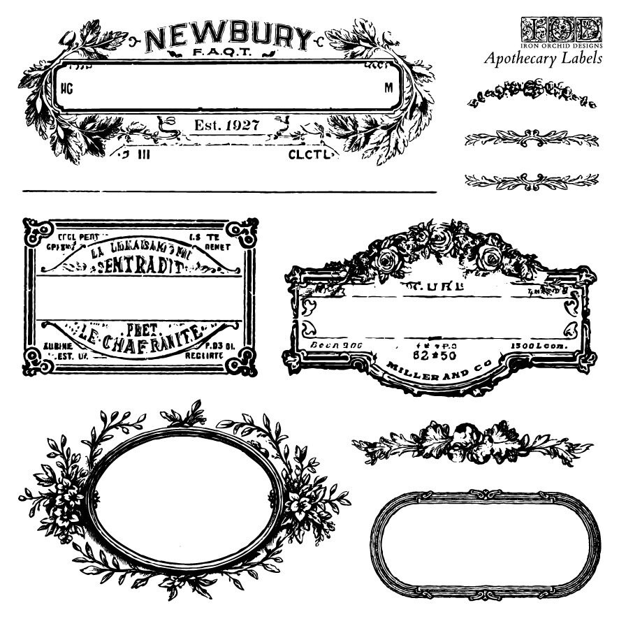Apothecary Labels Iron Orchid Designs Stamp - Etsy