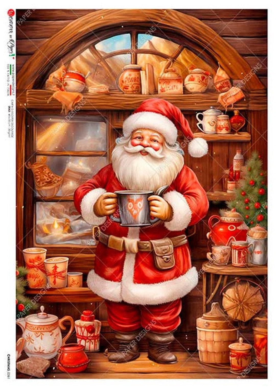 Santa in the Kitchen Decoupage Paper A4 - Etsy