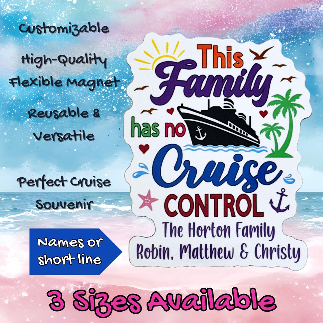 Personalized Cruise Door Magnet: 'family No Cruise Control' Vacation ...