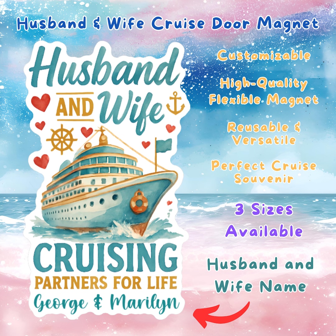 Husband & Wife Cruising Partners for Life Cruise Door Magnet Sign ...