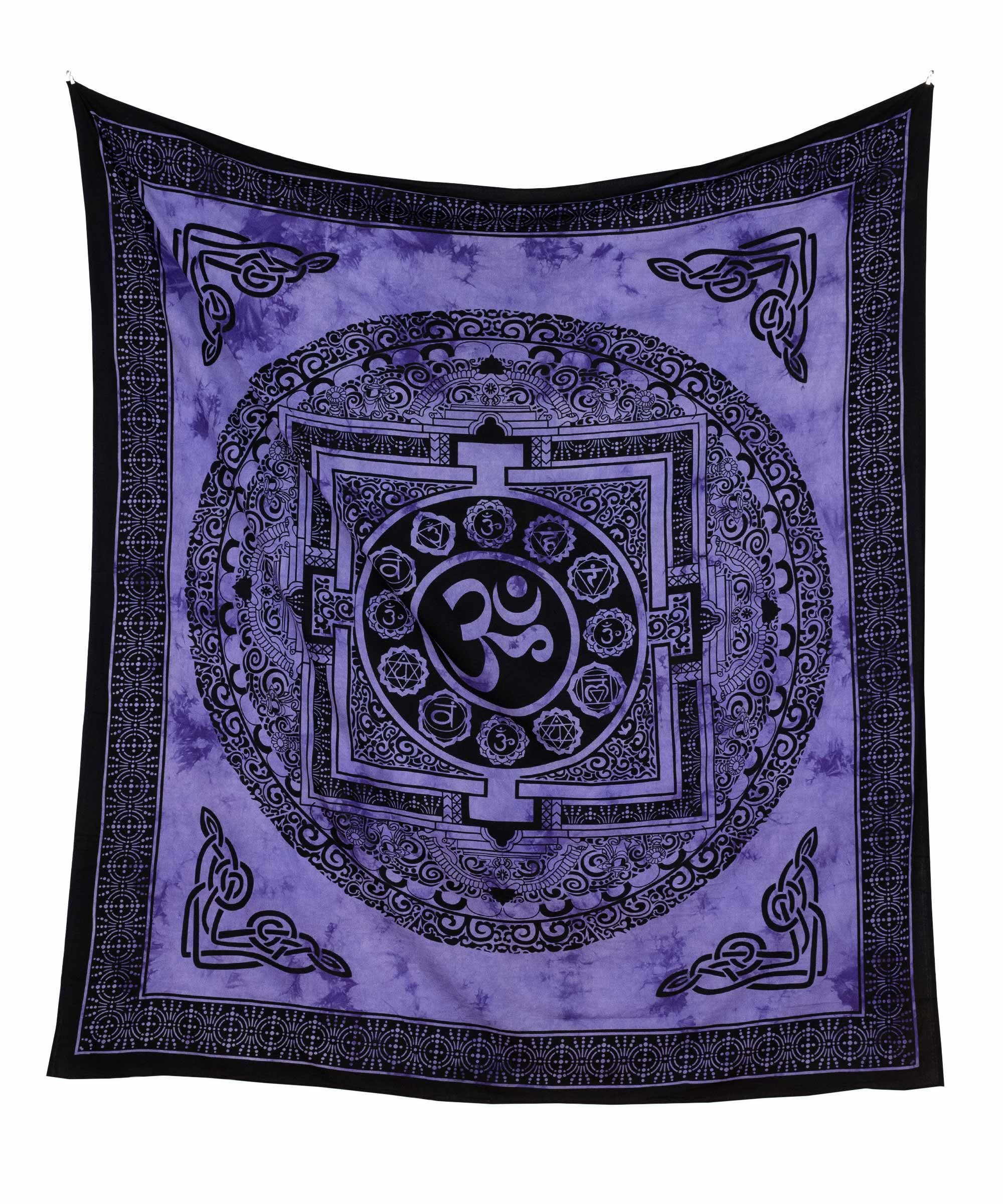 Wall Cloth Om Sign Purple Indian Wall Hanging With Ohm and Chakra Sign ...